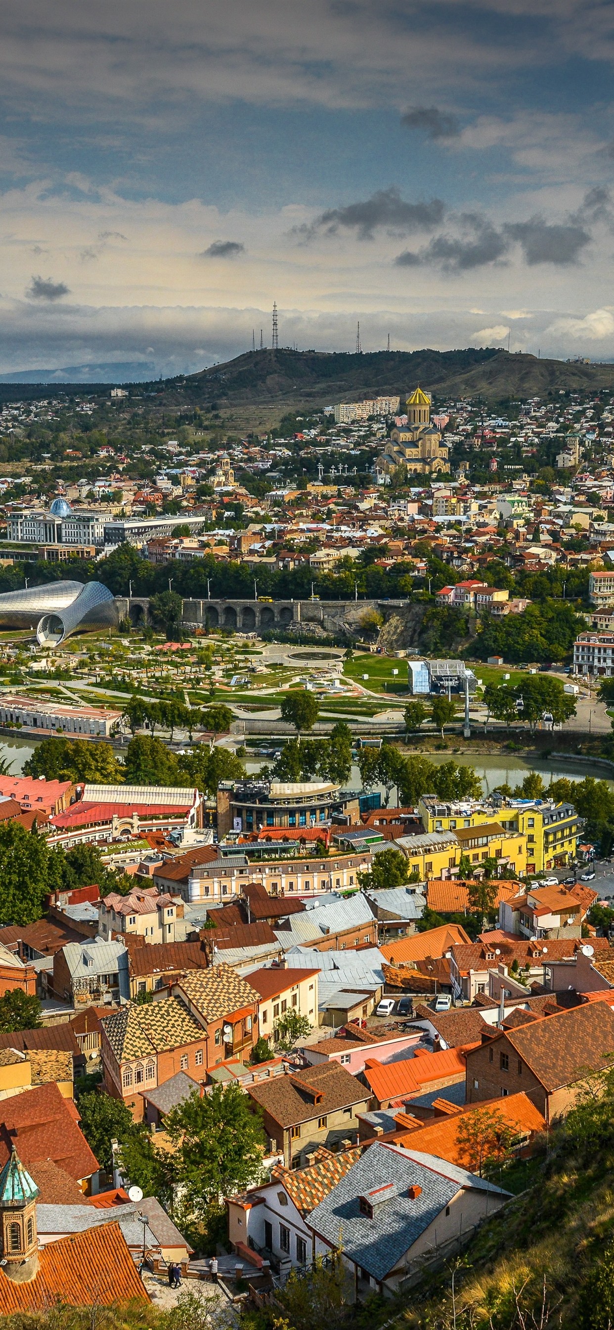 🔥 Free Download Georgia Tbilisi Cityscape Houses River Bridge by ...