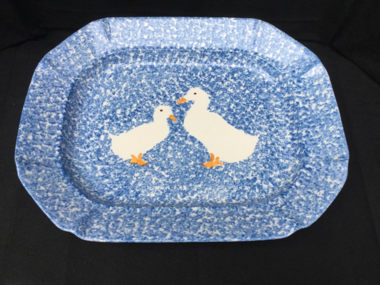 🔥 Free Download Designcraft Blue White Spongeware Spatter Duck Platter ...