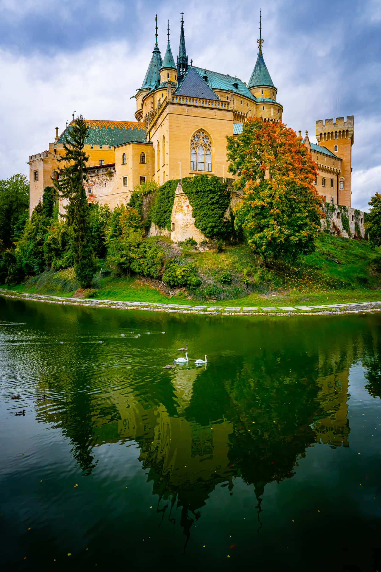 🔥 Free Download Reflection Of Bojnice Castle In Water Wallpaper by ...