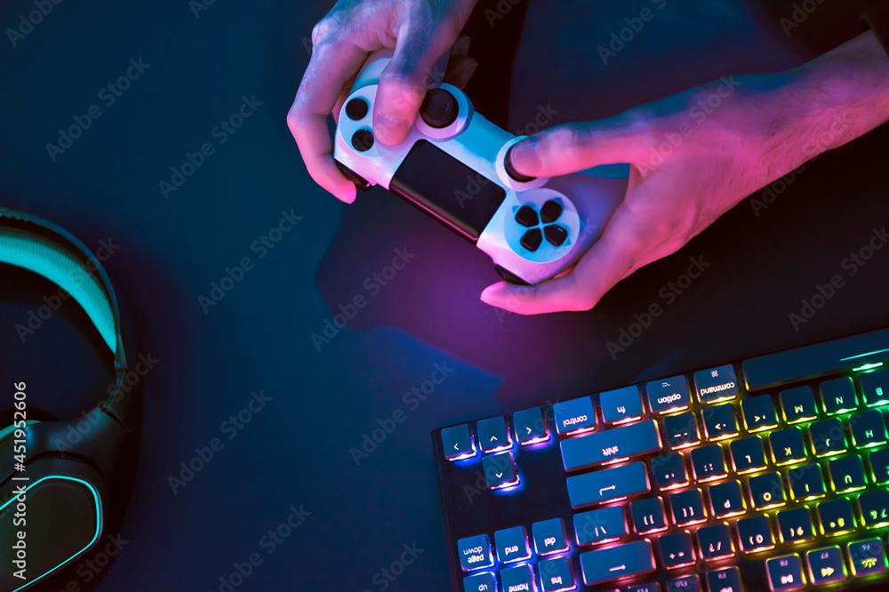 🔥 Free download Modern gaming accessories on color background Stock ...