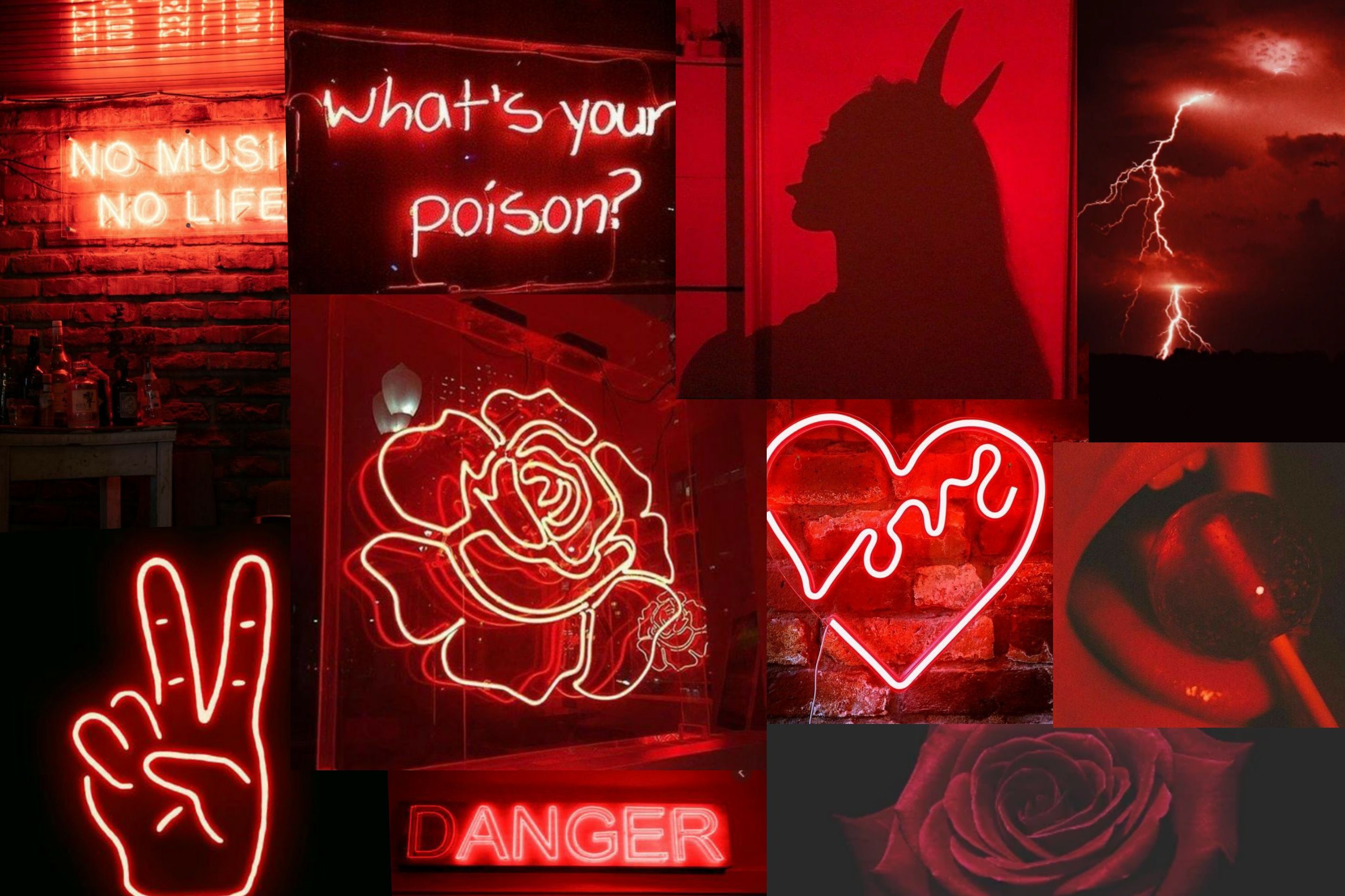  Free Download Red Neon Collage Desktop Wallpaper Art Red Wallpaper
