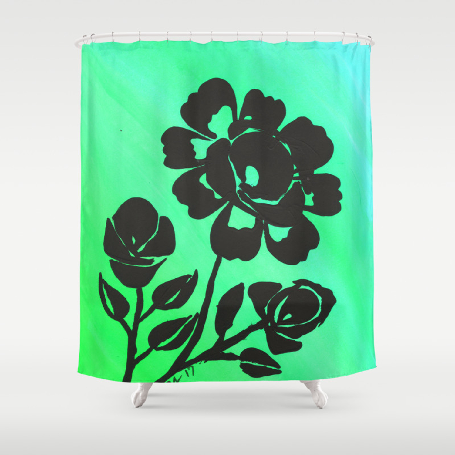 🔥 Free Download Green Silhouette Roses Varigated Background Acrylic Art ...