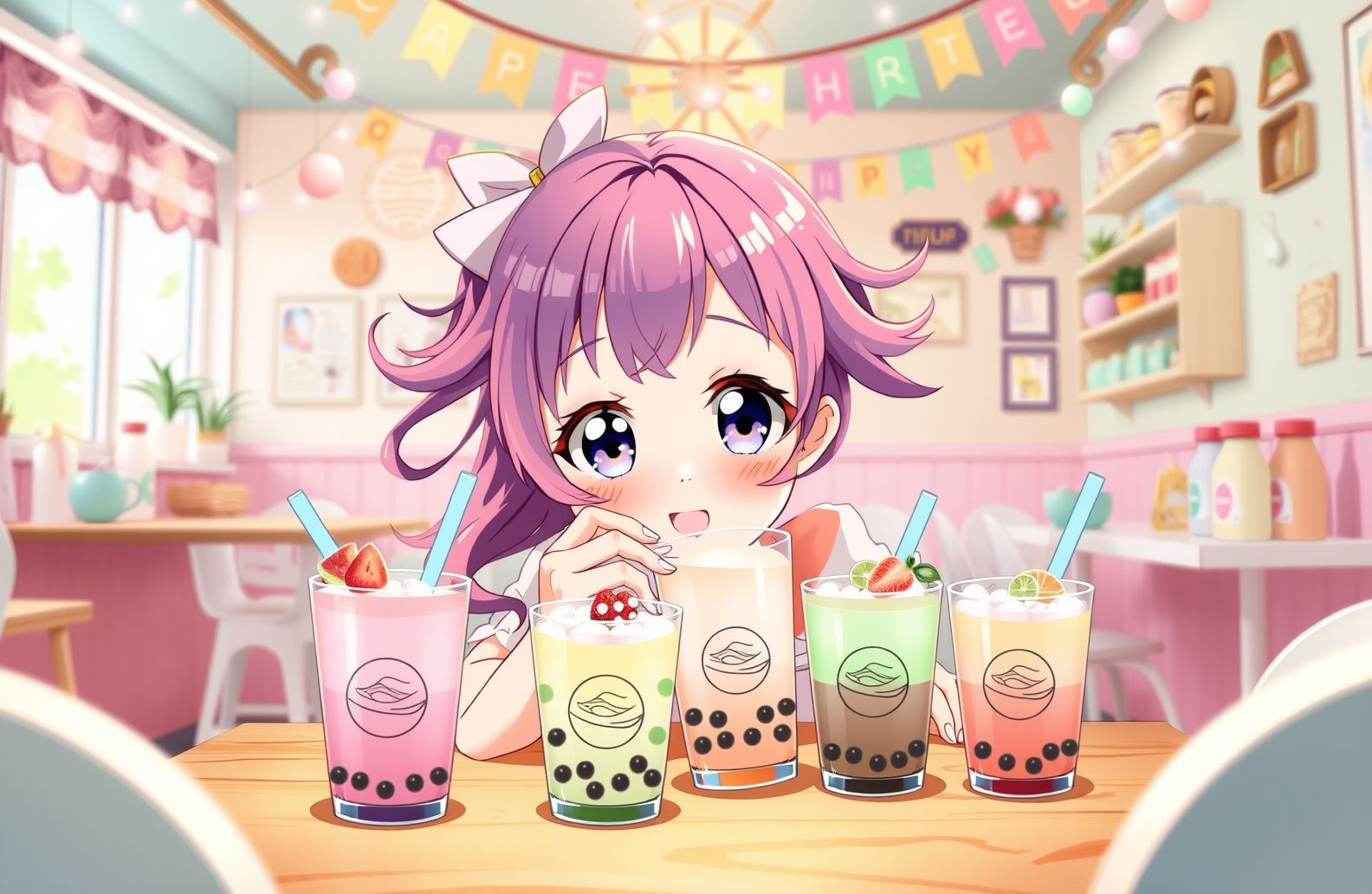 🔥 [60+] Cute Anime Girl Drinking Boba Wallpapers | WallpaperSafari