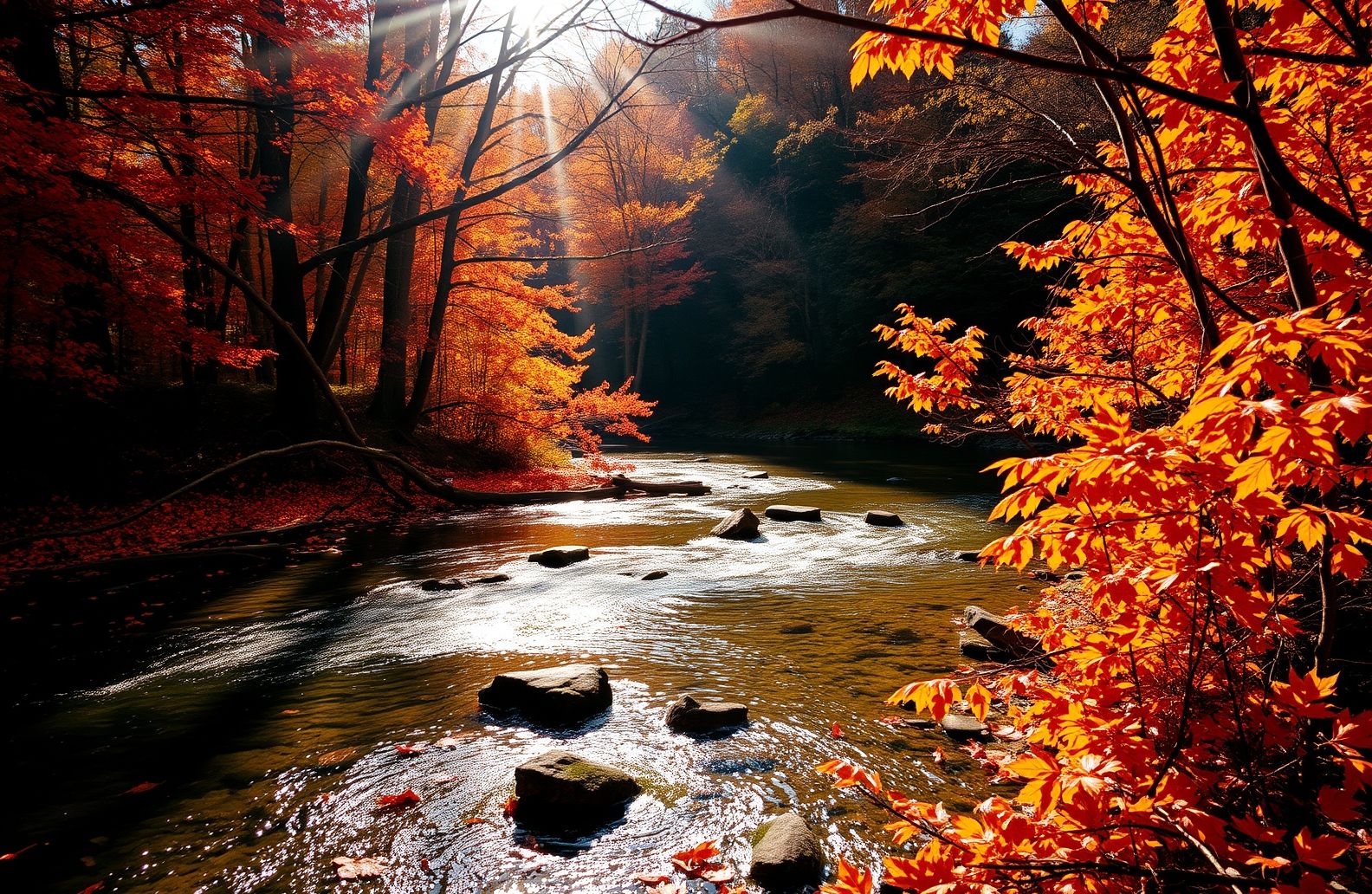 🔥 Free Download Seasons Autumn Stream Nature Wallpaper Hd Desktop And ...