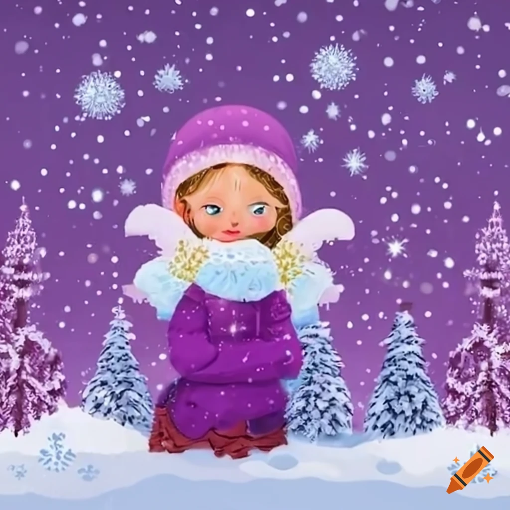 🔥 Free Download Girl Making Snow Angels In Purple Mittens A Winter ...