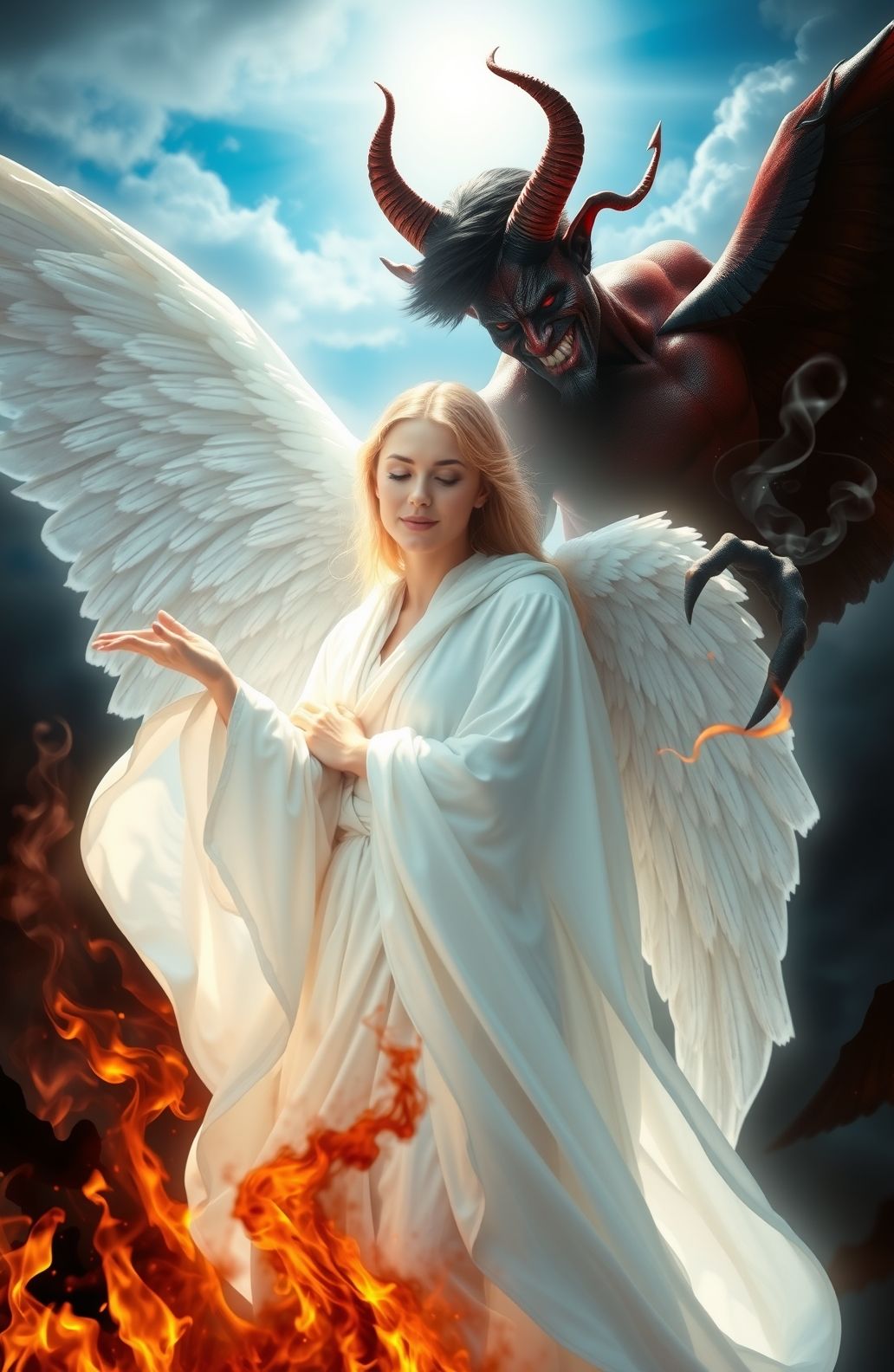 🔥 Free Download Paintings Angel And Devil Playing Chess By Artist ...