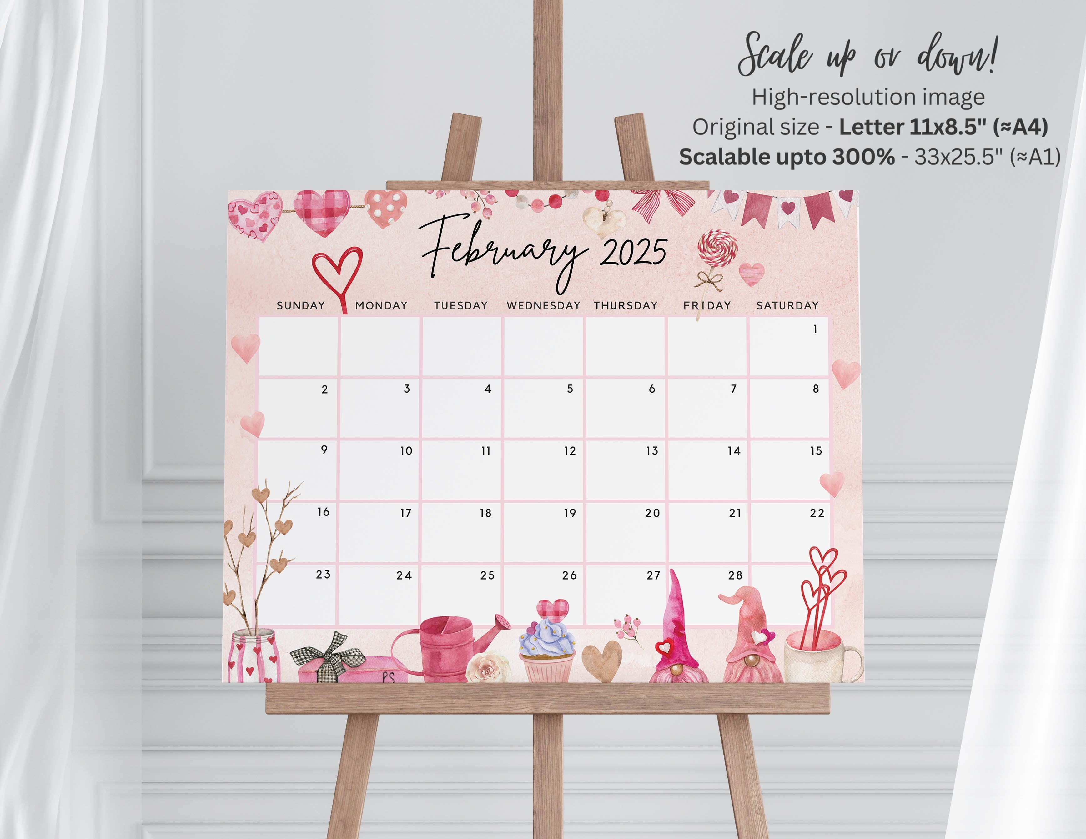 🔥 Free Download February Calendar Lovely Sweet Valentine S Day Gnome ...