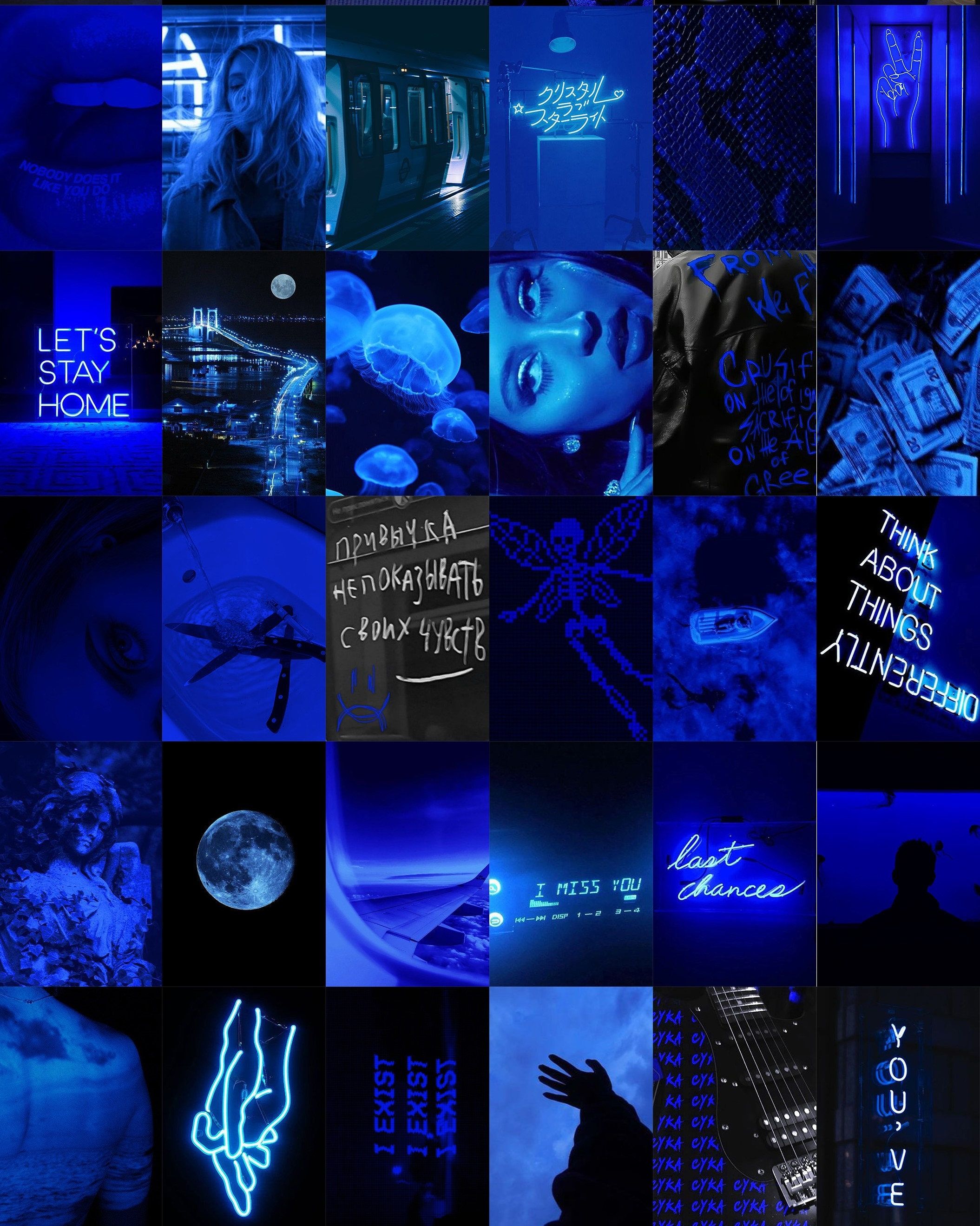 🔥 Free Download Neon Blue Aesthetic Midnight Sky Wallpaper by ...