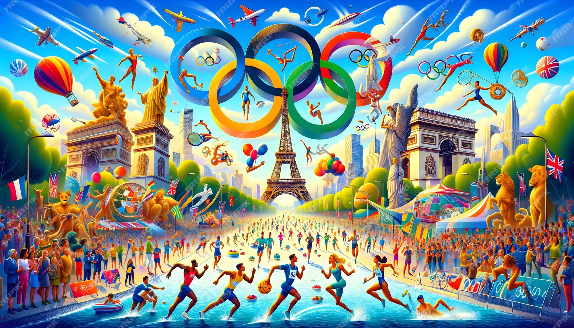 🔥 Free Download Colorful Illustration Of Paris Olympic Celebrations ...