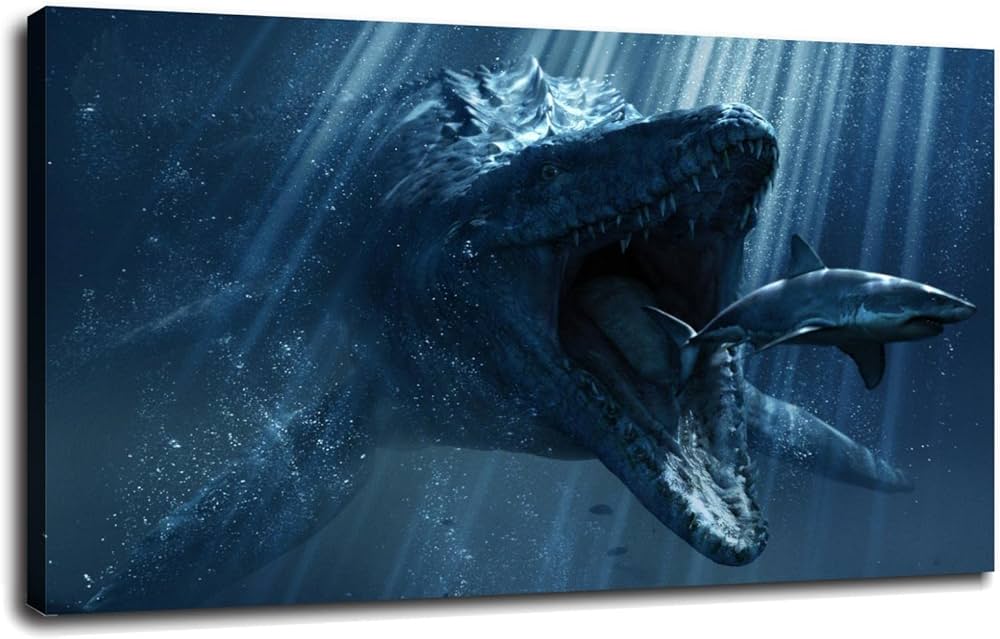 🔥 Free Download Amazon Mosasaurus Shark Large Poster Art Print S Prints ...