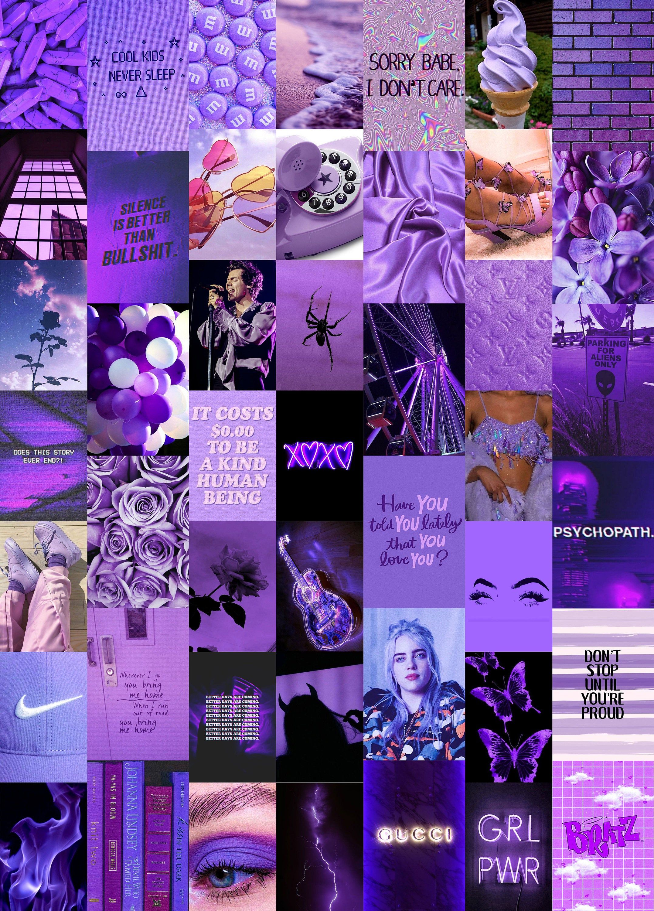 🔥 Free Download Deep Purple Wall Collage Kit Aesthetic Photos 46pcs ...
