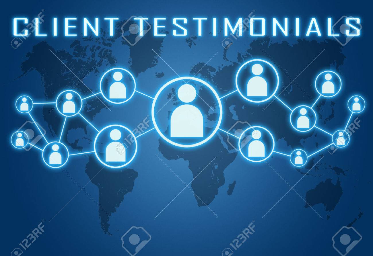 Free download Client Testimonials Concept On Blue Background With World ...