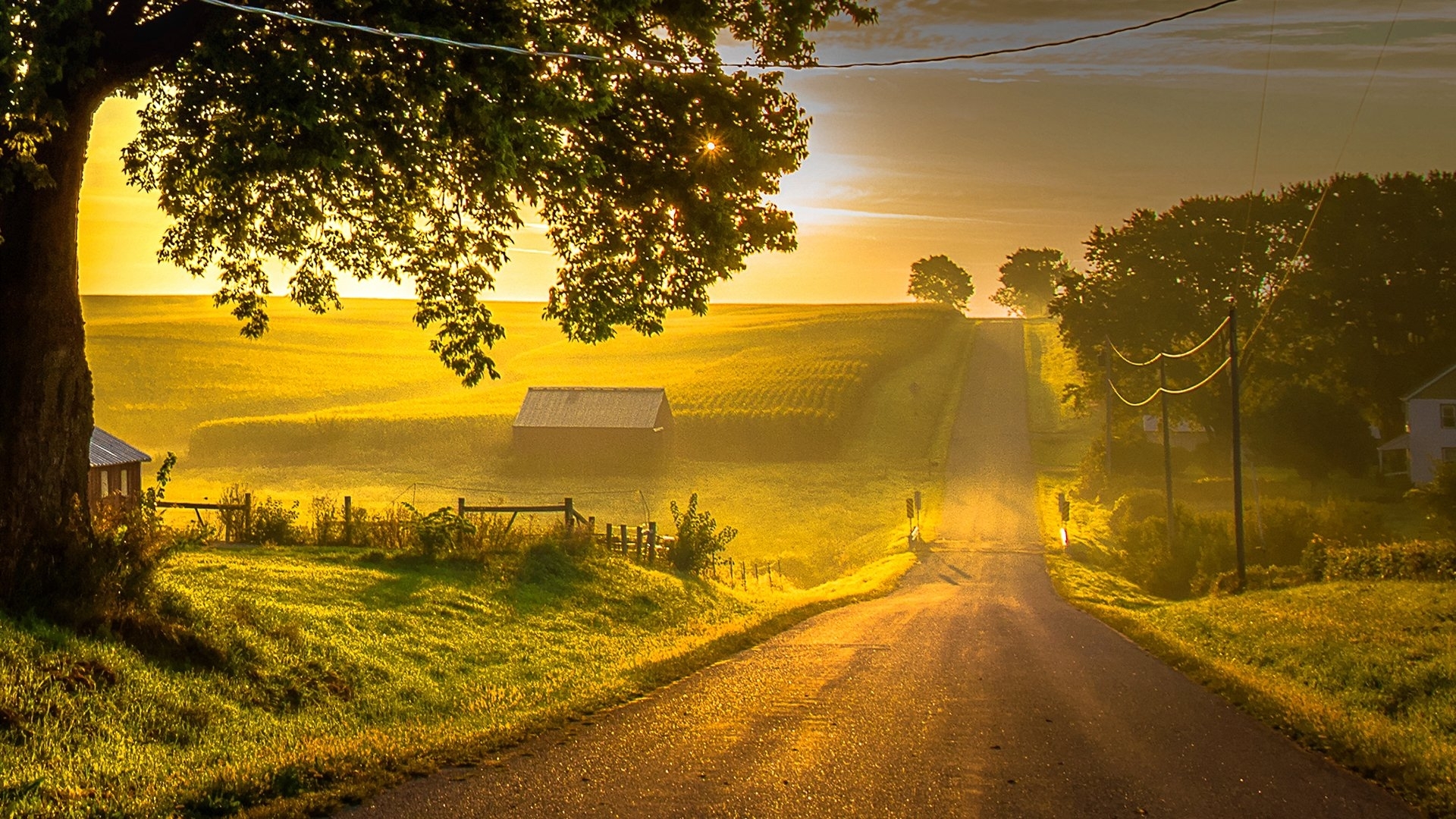 🔥 Free Download Countryside Sky Fields Sunshine Roads Nature Hd ...