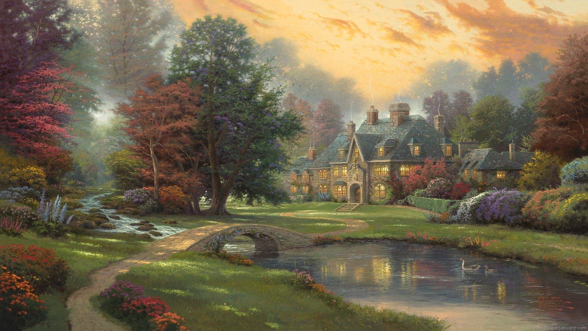  Download Thomas Kinkade HD Paintings Art Wallpaper By ajohnson36