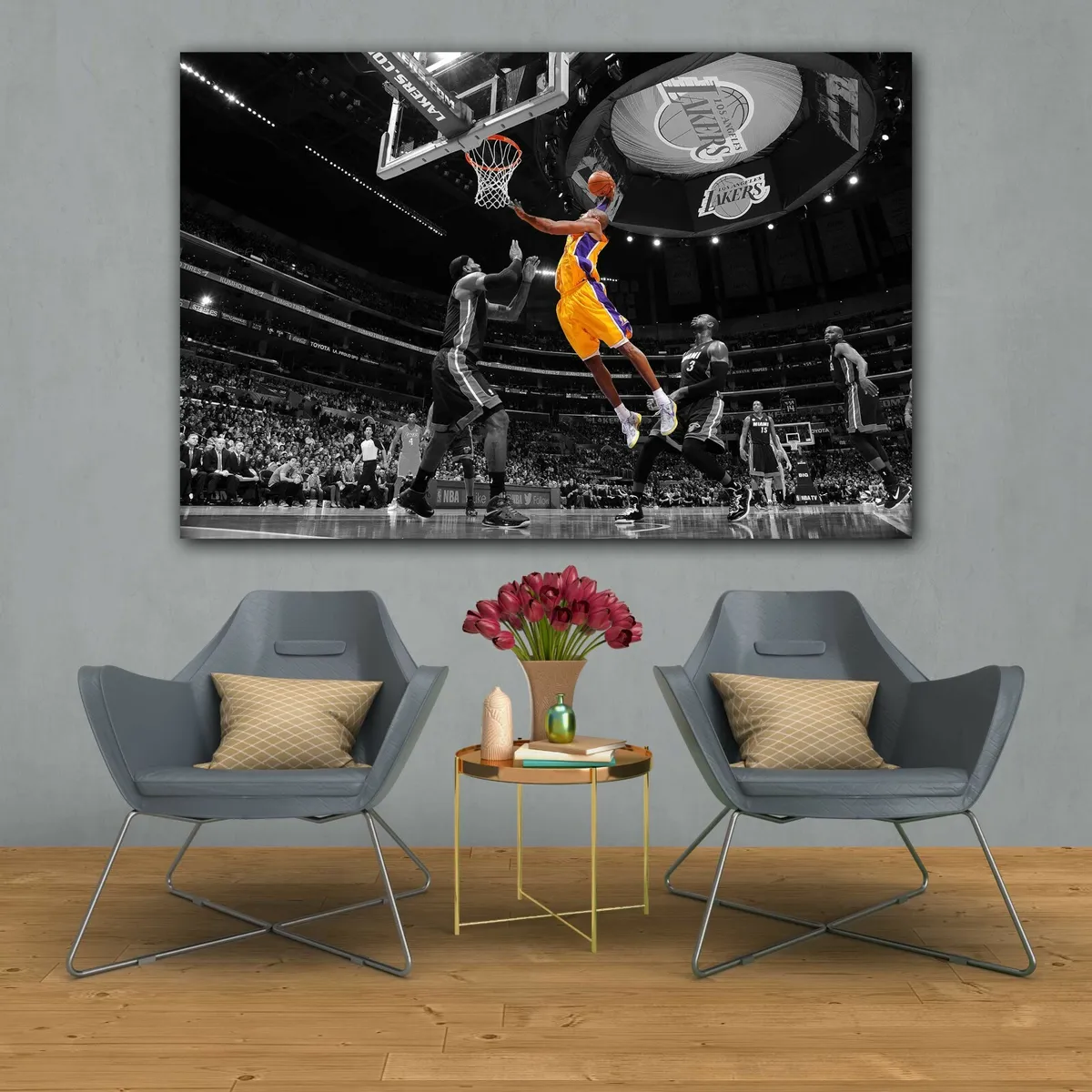🔥 Free download Los Angeles Lakers Kobe Bryant Dunk Black White Canvas ...