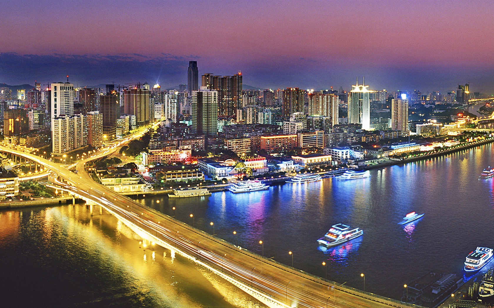 🔥 Free Download Wallpaper Night Guangzhou China Buildings Bridge ...