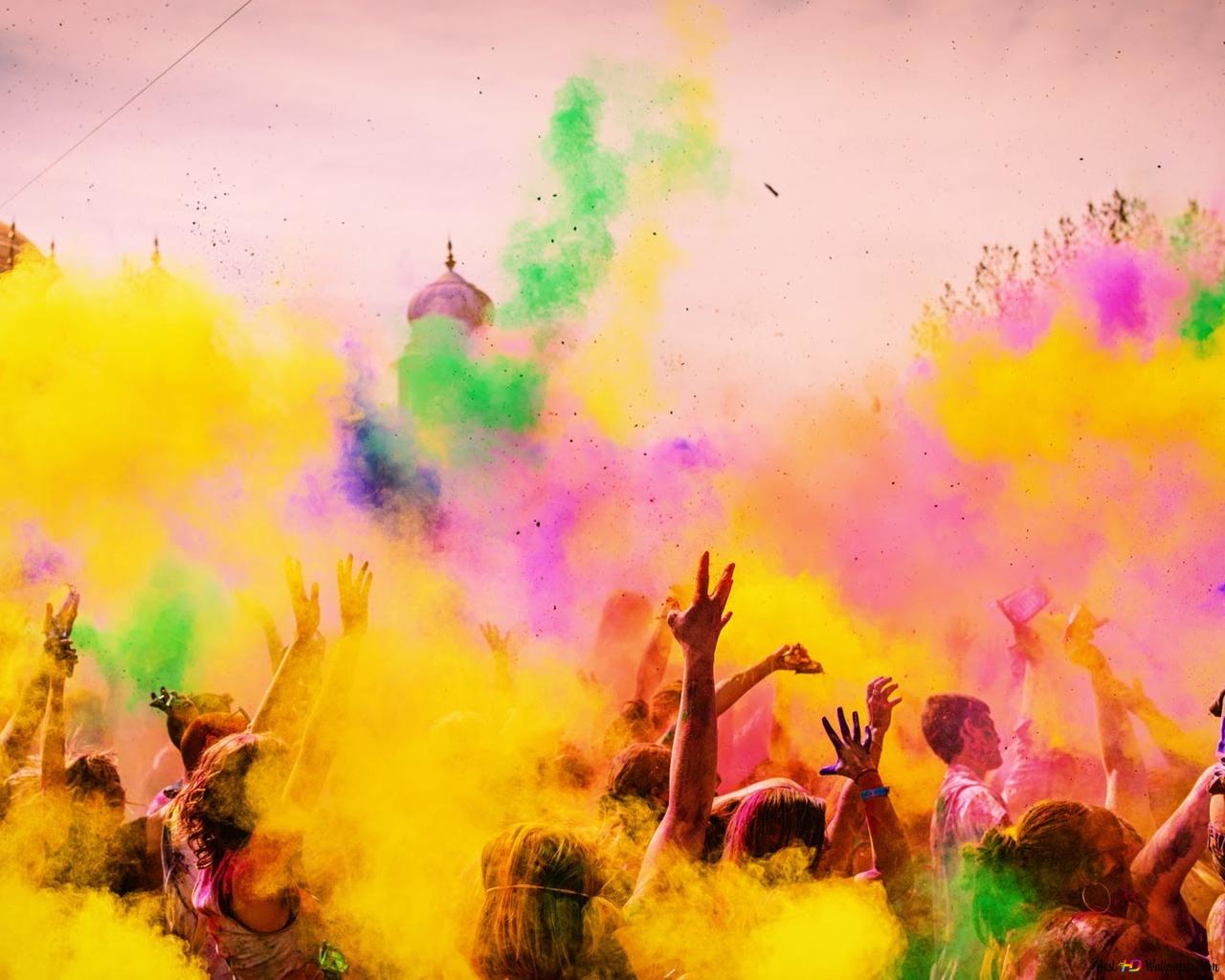 🔥 Free Download People Playing Holi Spreading Colours On Air Hd ...