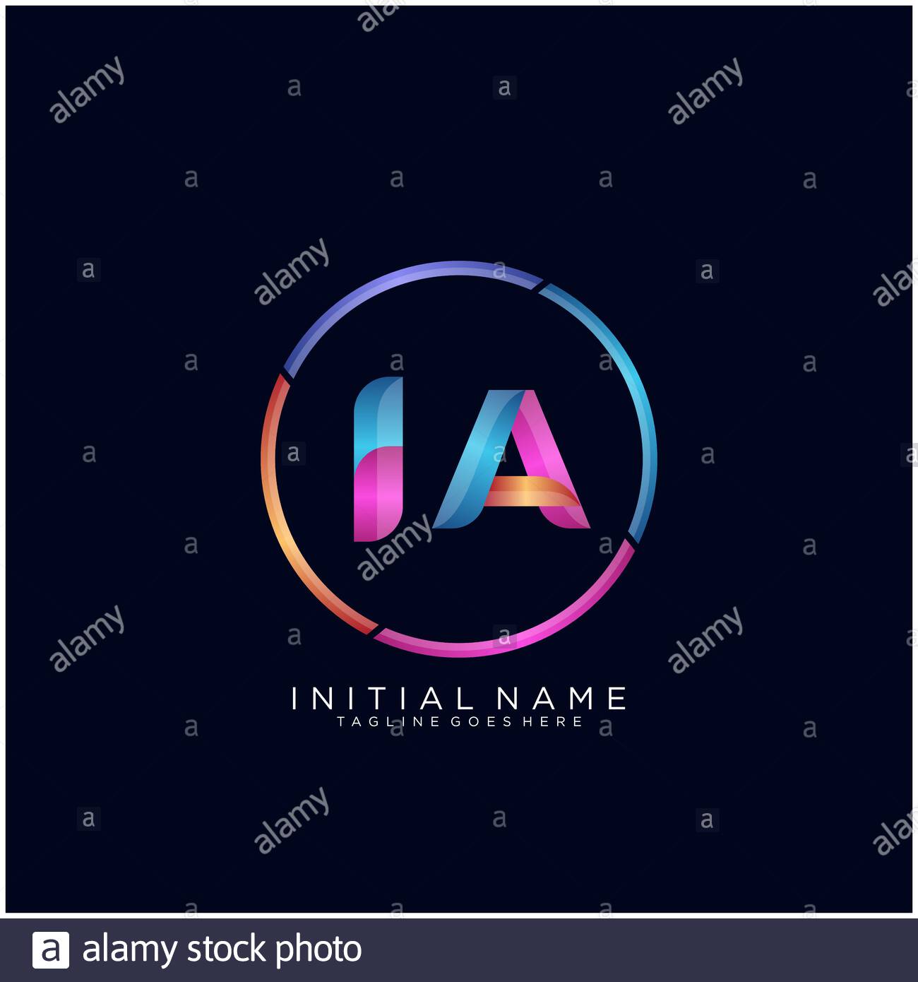 Free download Initial letter IA curve rounded logo gradient vibrant ...
