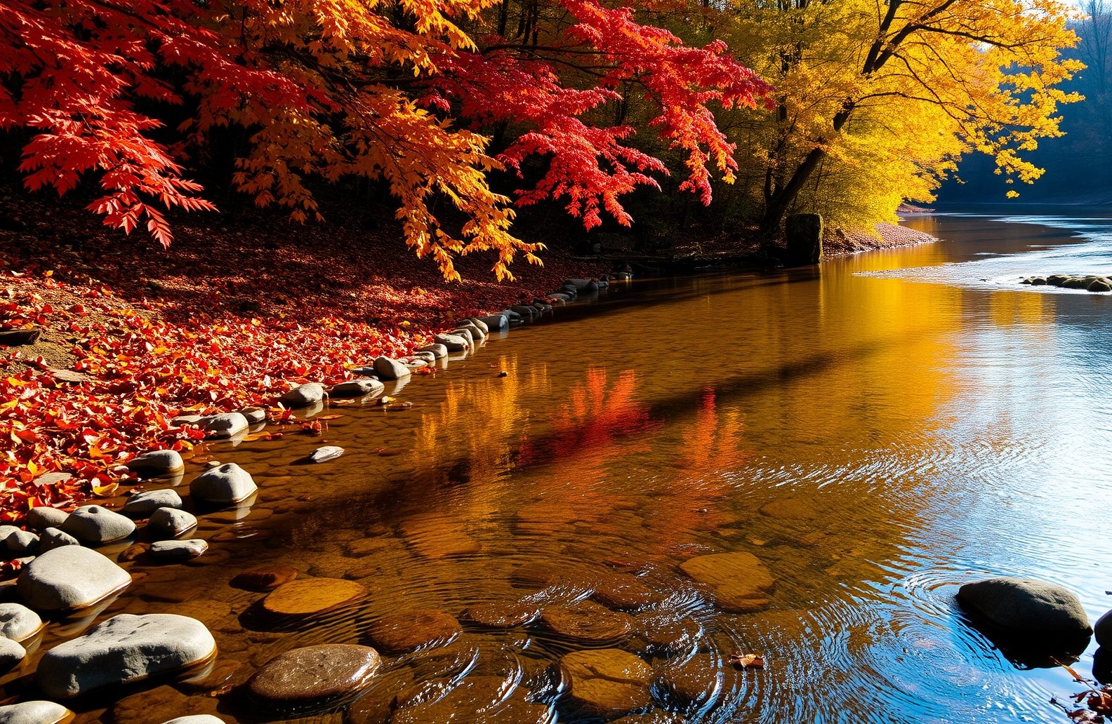 🔥 Free Download Seasons Autumn Stream Nature Wallpaper Hd Desktop And ...