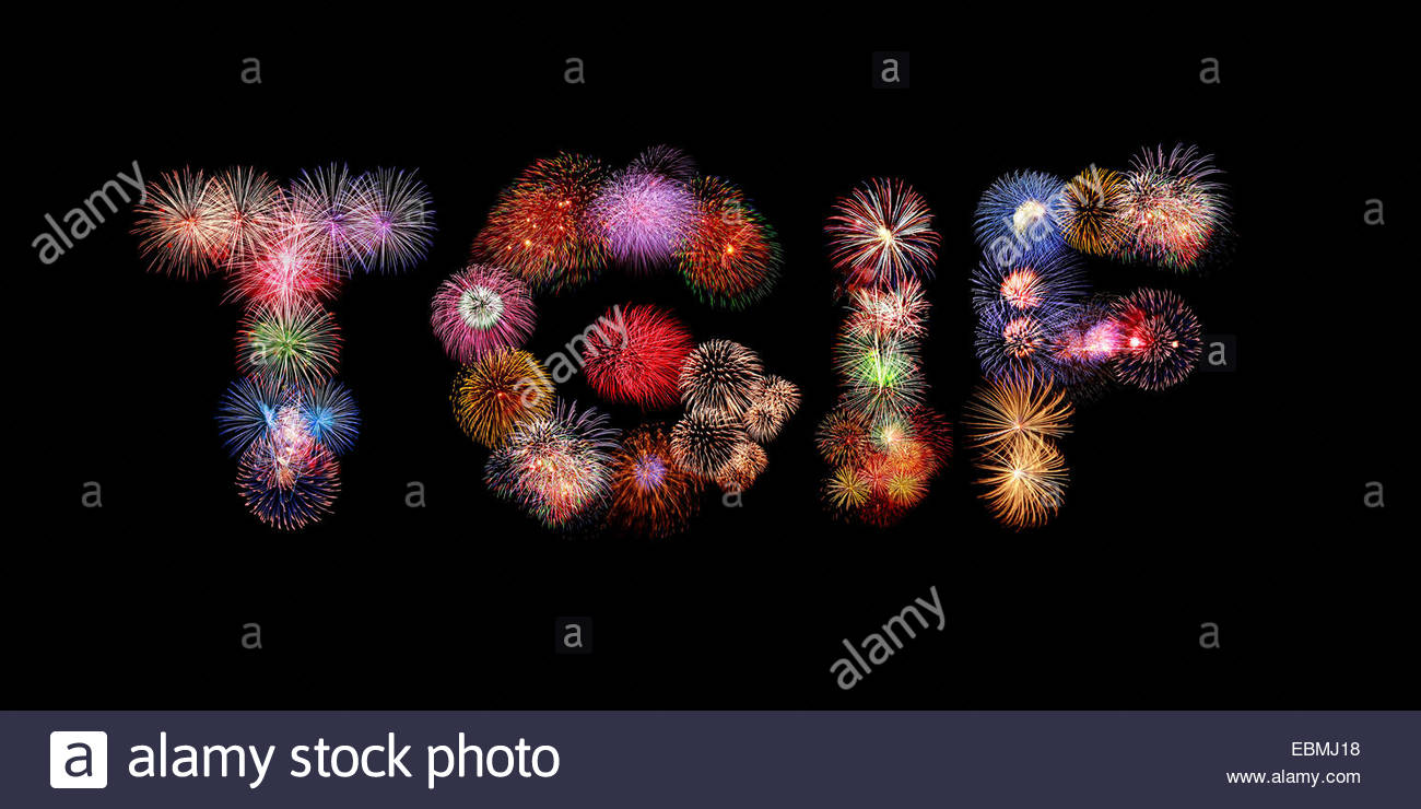Free download TGIF word colorful fireworks text isolated on black ...