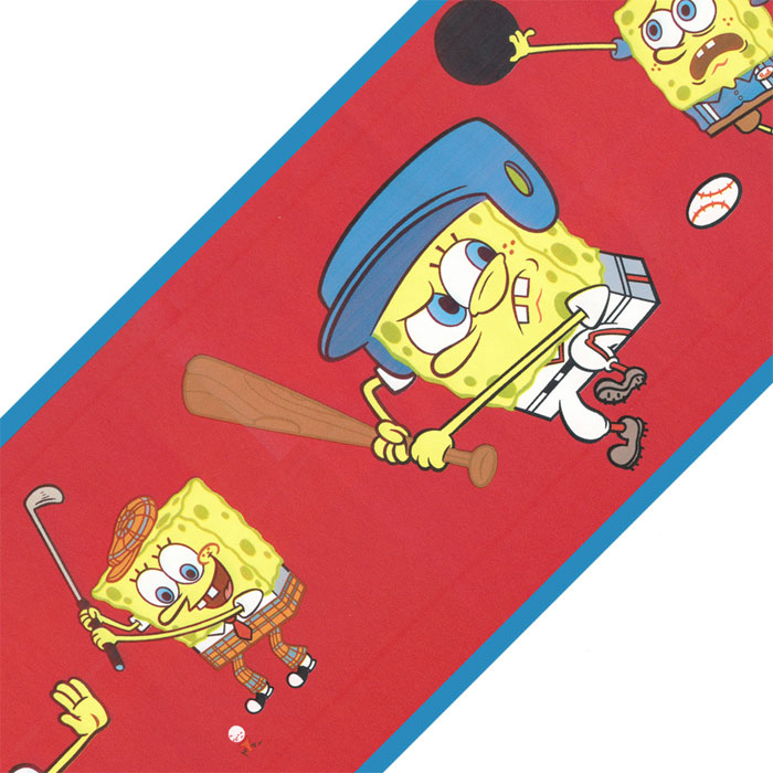 🔥 Free download Spongebob Squarepants Sports Red Prepasted Wall Border ...