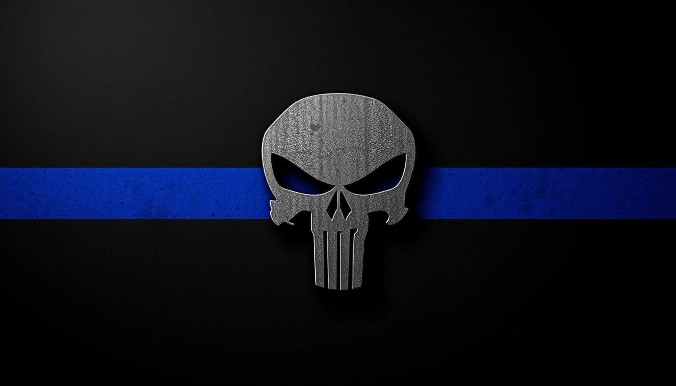 Thin Blue Line Skull Wallpaper