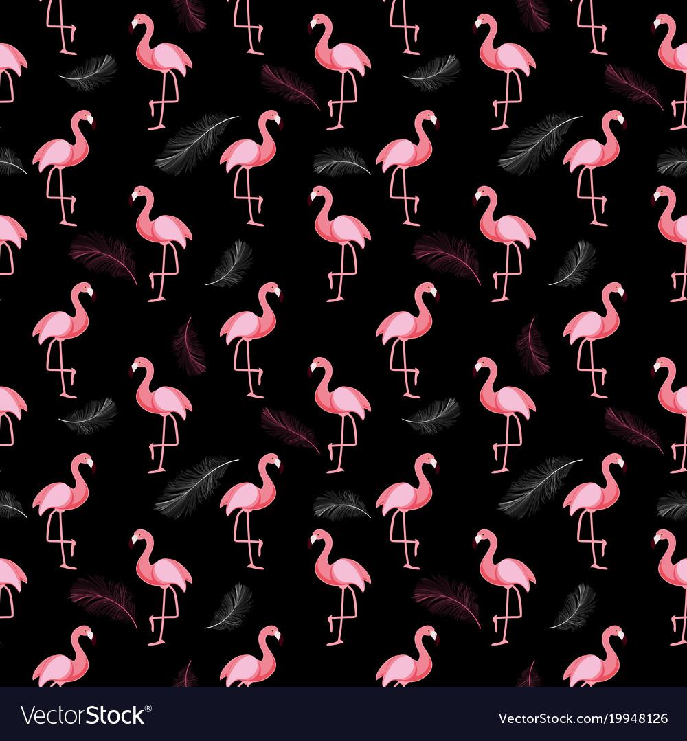 Seamless Pattern With Flamingos And Leaves Cute Background Premium ...