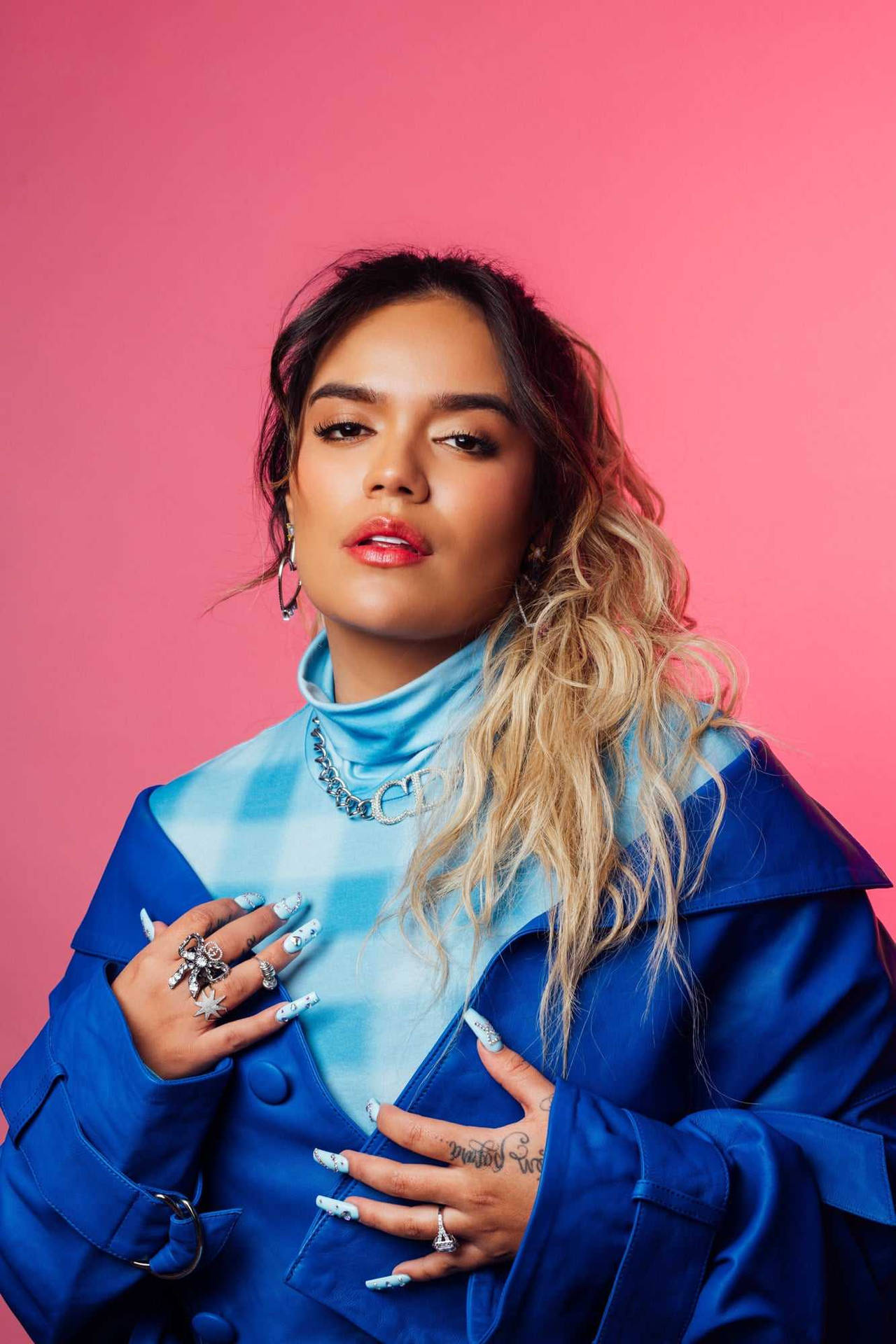 🔥 Free Download Karol G Blue Hair Artistic Aesthetic Wallpaper by ...