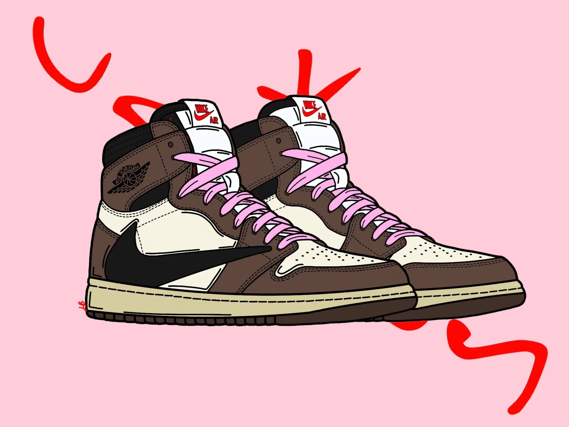 🔥 Free Download Brown And Pink Cartoon Nike Shoes Wallpaper by ...