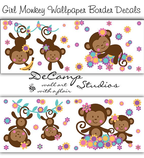 Free download Girl monkey wallpaper border wall art decals for baby ...