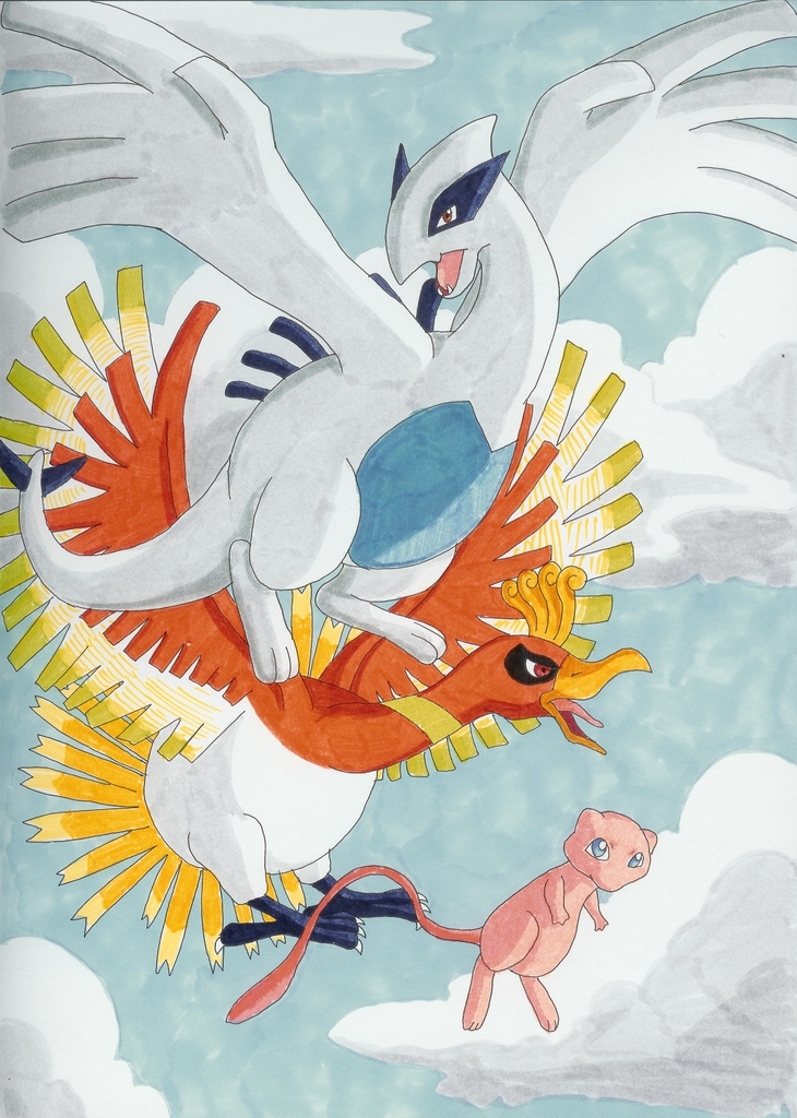 Free download Lugia Ho Oh and Mew by Moyayuki on deviantART [730x1024] for your Desktop, Mobile ...