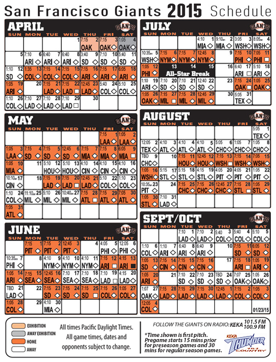 Free download Sf Giants 2015 Printable Schedule 2015 Calendar Printable [540x709] for your ...